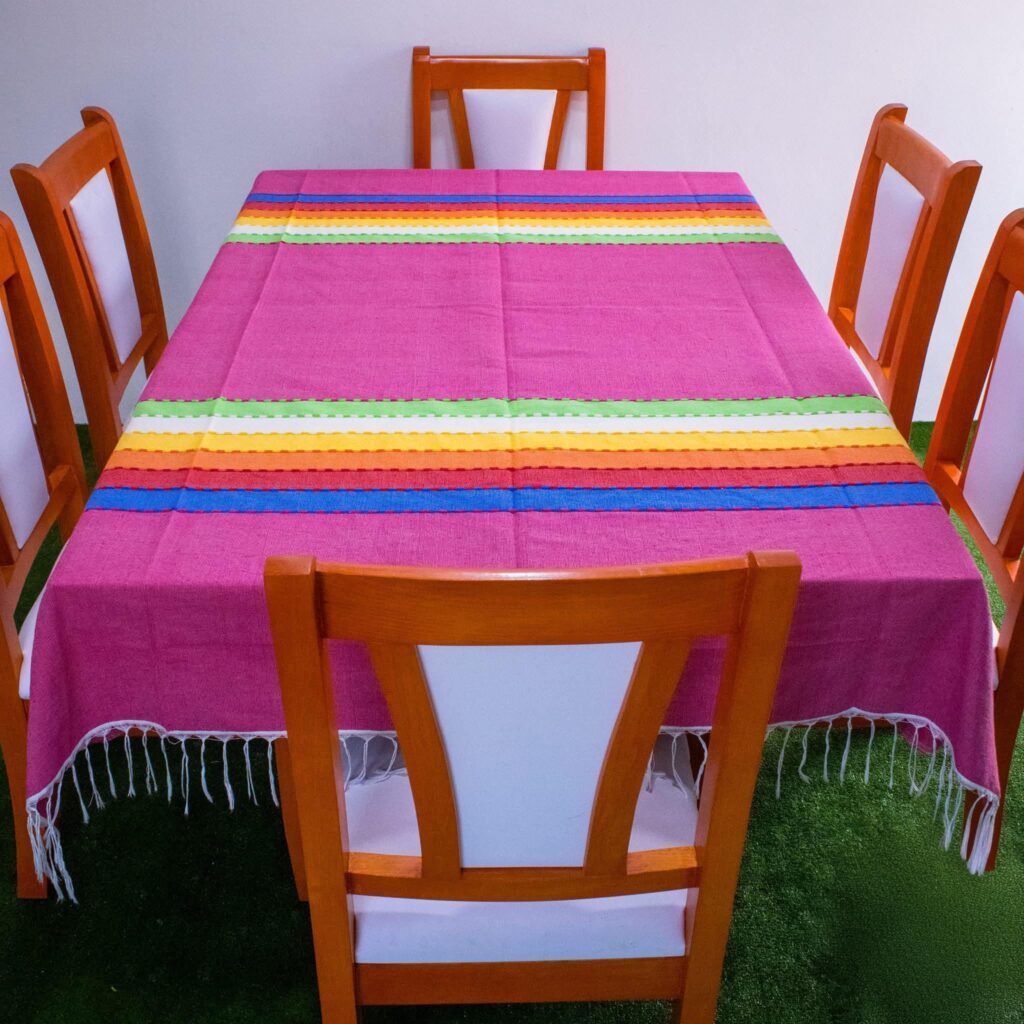 Mantel Artesanal Oaxaqueño Rosa Cabecera de Colores de 4/6/8/10 Sillas ...