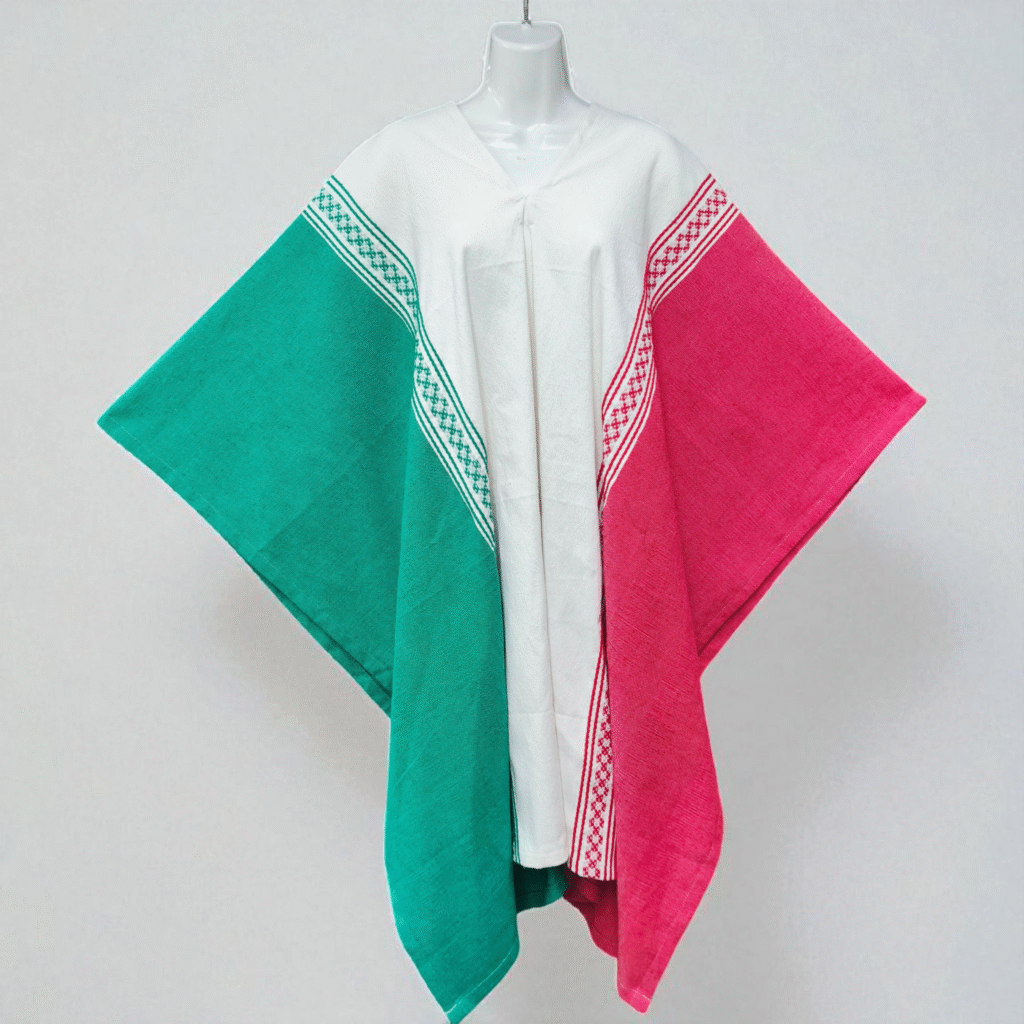 Jorongos Artesanal Tricolor Rojo, Natural, y Verde Bandera- (Mod. Greca ...
